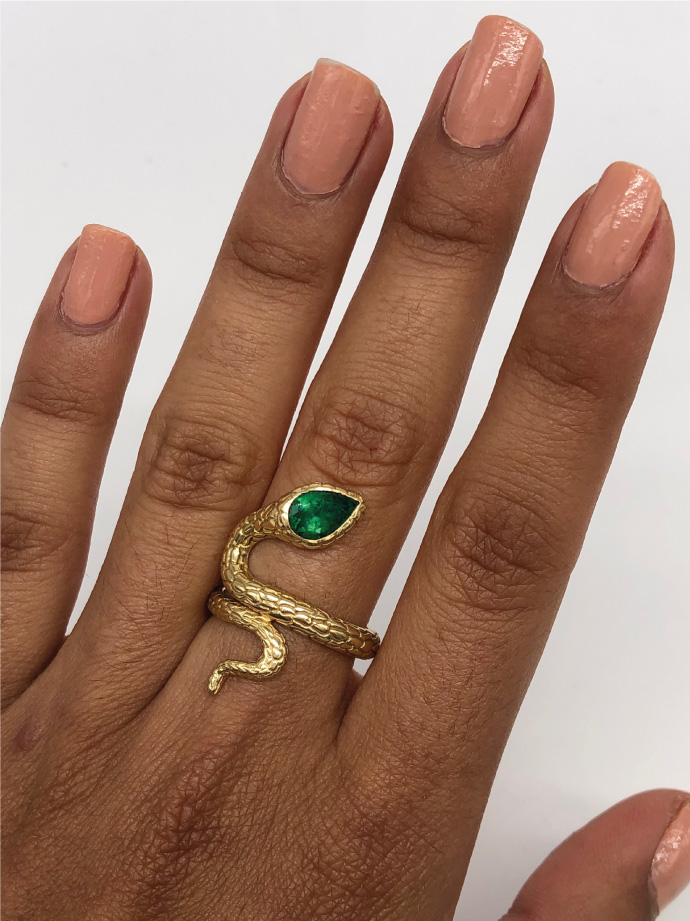 Pear Shaped Bezel Set Ring – Alpine Green